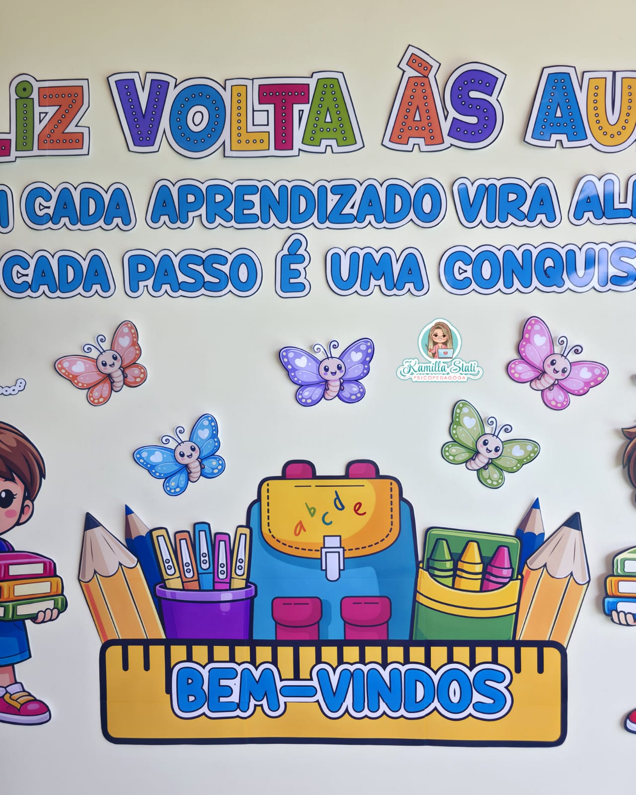 Painel volta às aulas régua - Cantinho Criativo Pedagógico